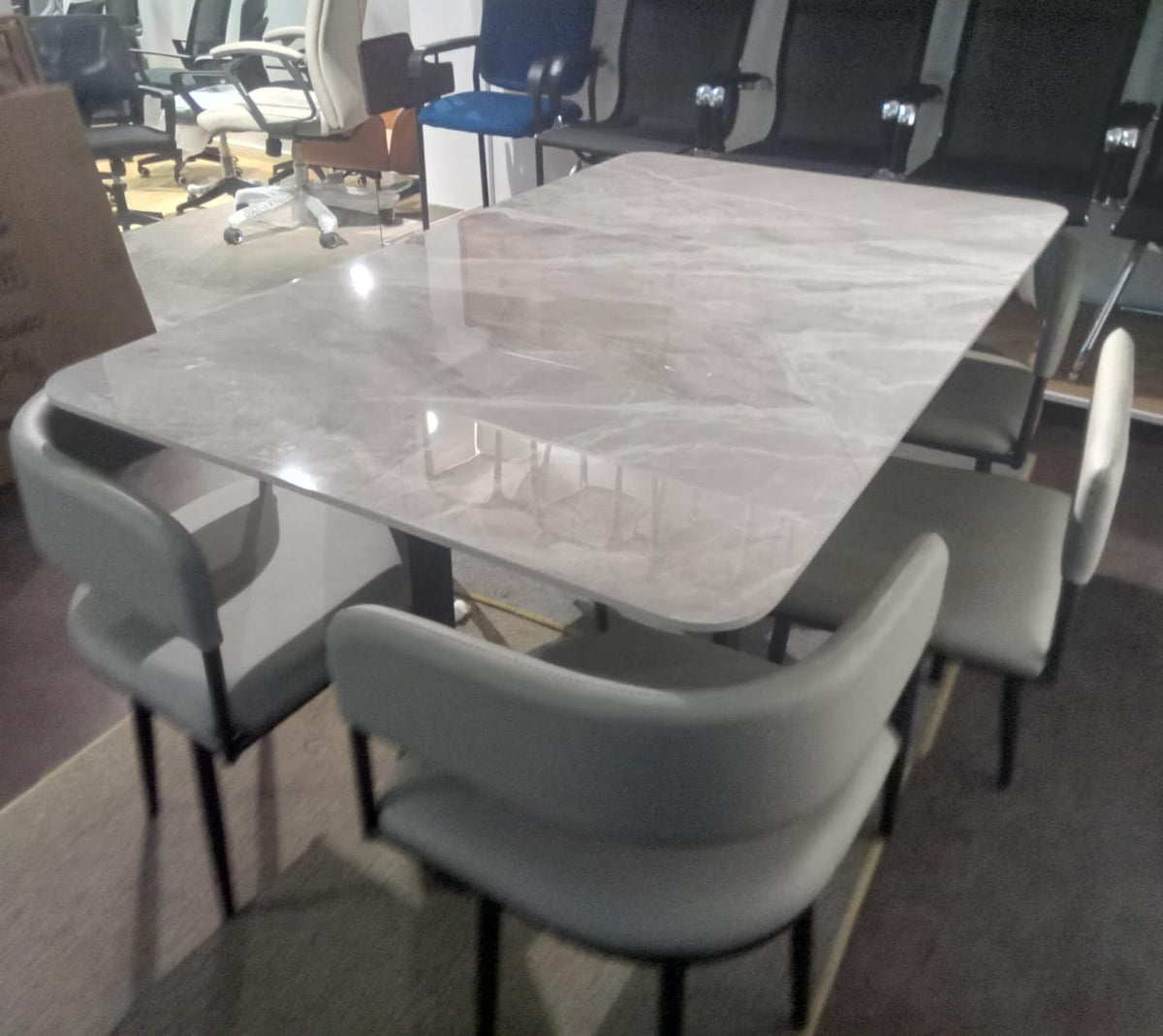 909 Marble Rectangle Table with 06 Chairs – YOUR HOME FURNITURE